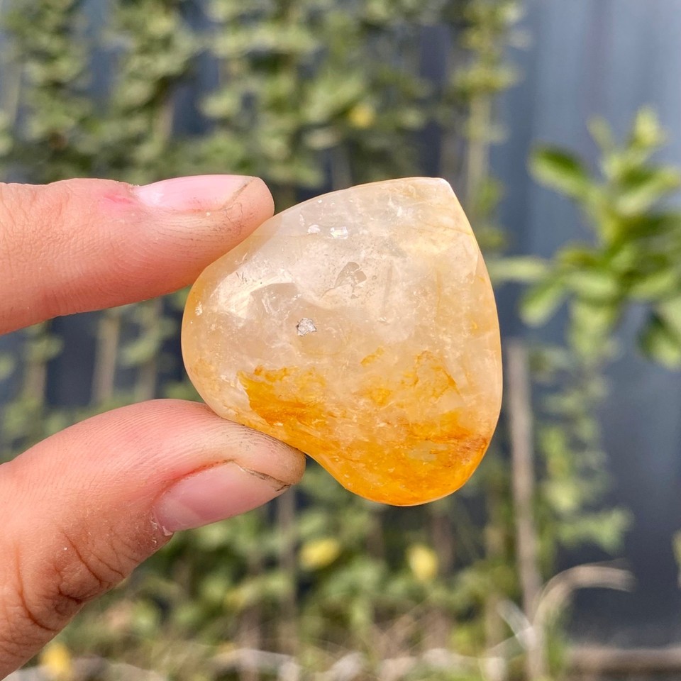 23G Rare! yellow gum flower hand polished heart treatment | eBay