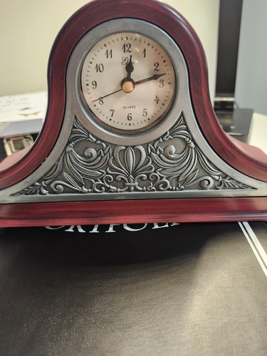 Elgin Mantel or Desk Clock Cherry Wood With A Silver Inlay Intricate ...