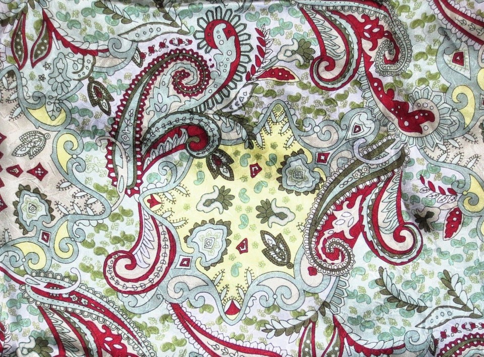 Cowboy Western Silk Scarf Wild Dew Rag Paisley 34" x 34" Red Silver ...