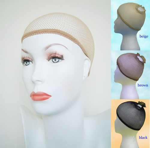 MESH NET WIG CAP LINER HAIRNET BLACK BROWN BEIGE LIGHTWEIGHT STRETCH ...