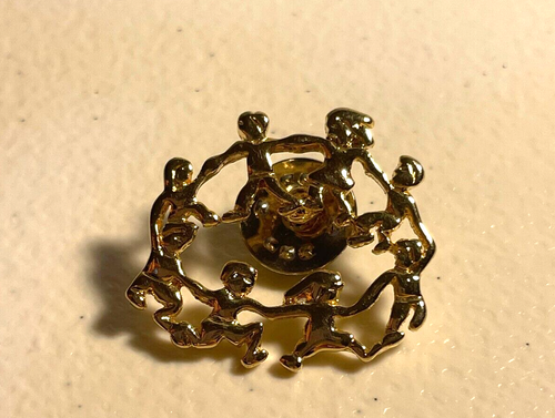 CTPM Lapel Tack Pin Children Holding Hands Circle Dancing Gold tone 1. ...
