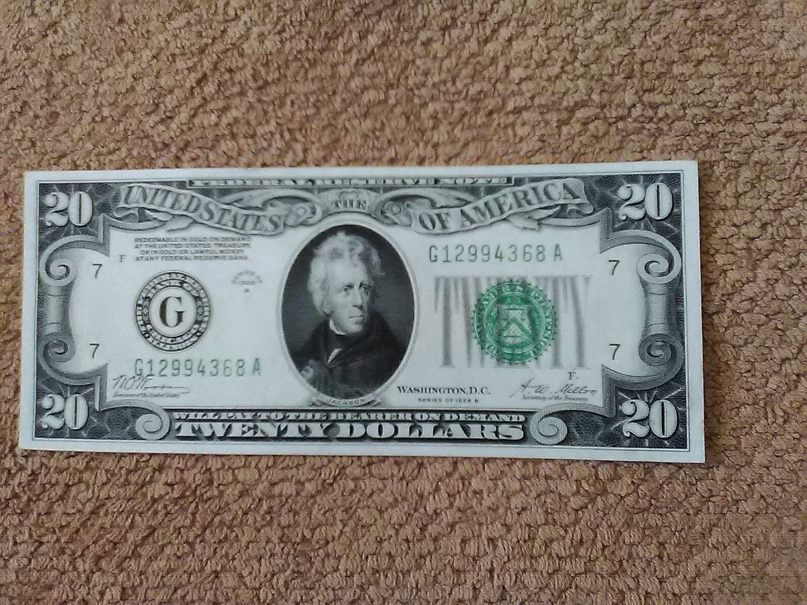 1928 SERIES B $20 TWENTY DOLLAR NOTE, CRISP, VERY NICE, CU/GEMU ...