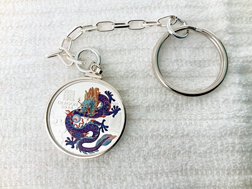 Purple Lunar DRAGON S925 Sterling Silver Bezel 1/2 Ounce Silver Coin ...
