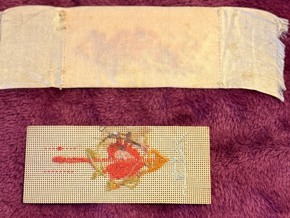 2 Antique Sampler Victorian Valentine Love Token Punched Paper Hearts ...