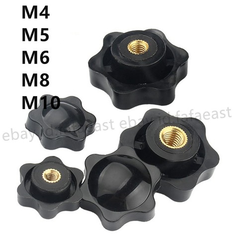 M4 M5 M6 M8 M10 Plum Bakelite Hand Tighten Nuts Handle Star Thumb Nut ...