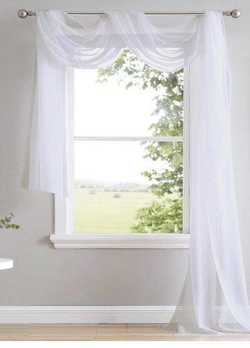 White Voile Scarves ~ Net Curtains Swags & Scarf Voile Panel | eBay