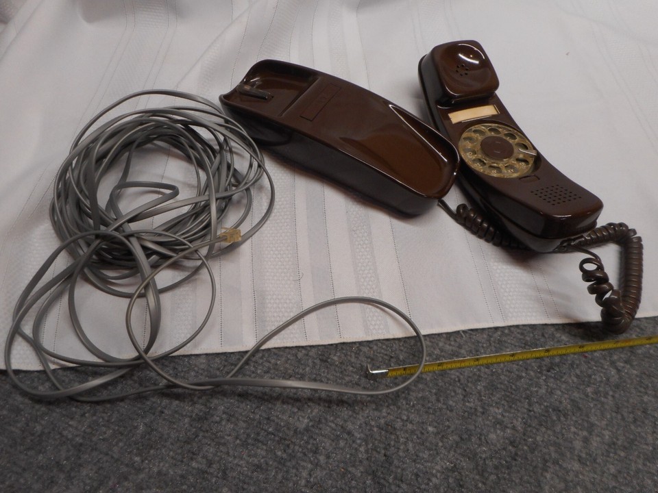 Vintage ITT Telephone Trendline Trimline Rotary Dial Phone BROWN WORKS ...