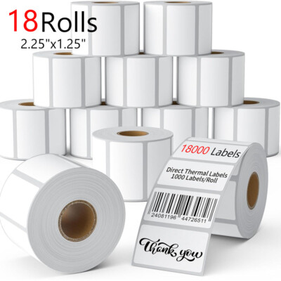 18 Rolls 2.25"x1.25" Direct Thermal Labels Adhesive SKU Labels for ...