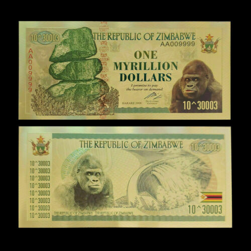 Zimbabwe 1 Myrillion Dollars Gold Foil Banknote 100 Trillion Series | eBay