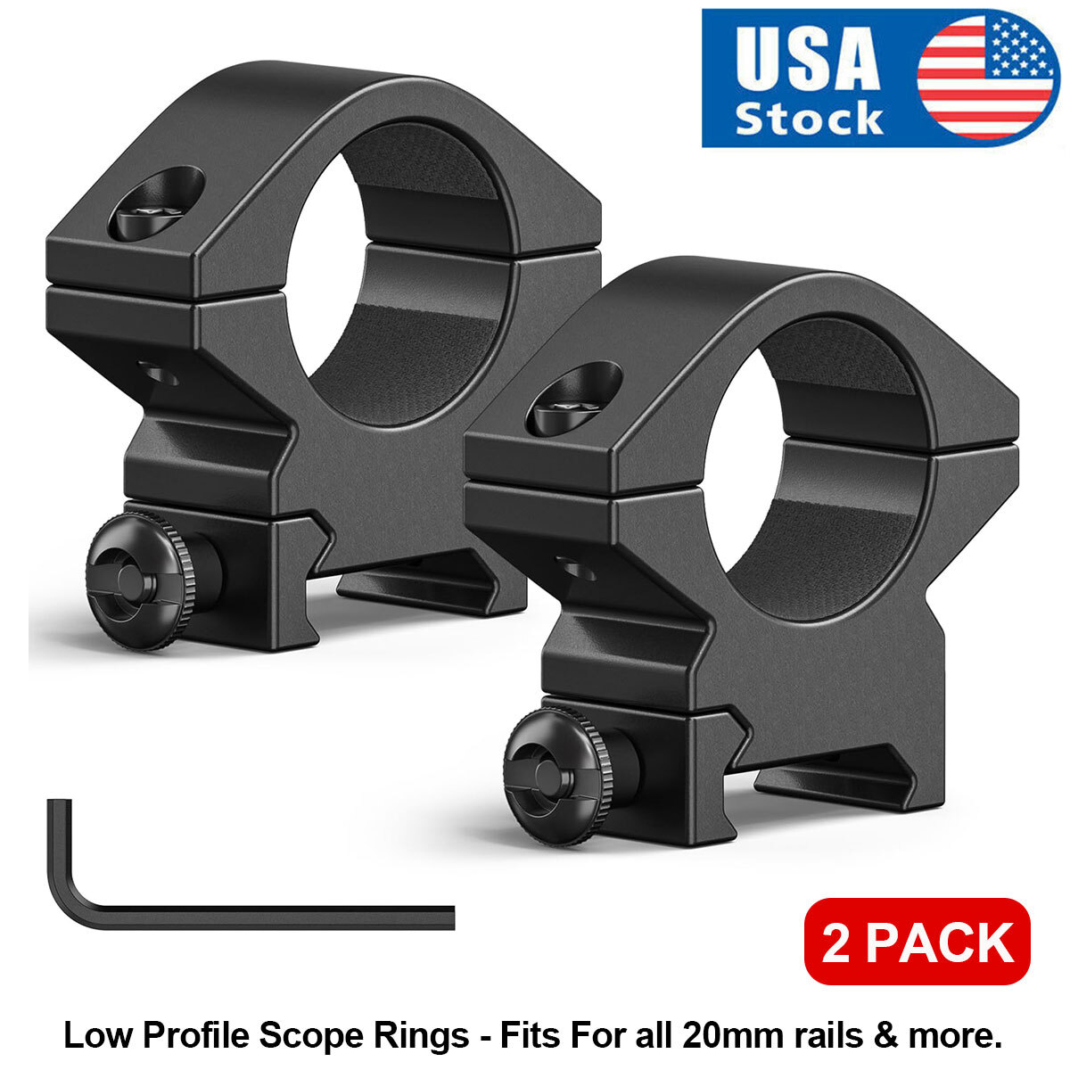 Scope Rings Low Profile Rifle Scope Mount 1"inch Ring for 20/21mm ...