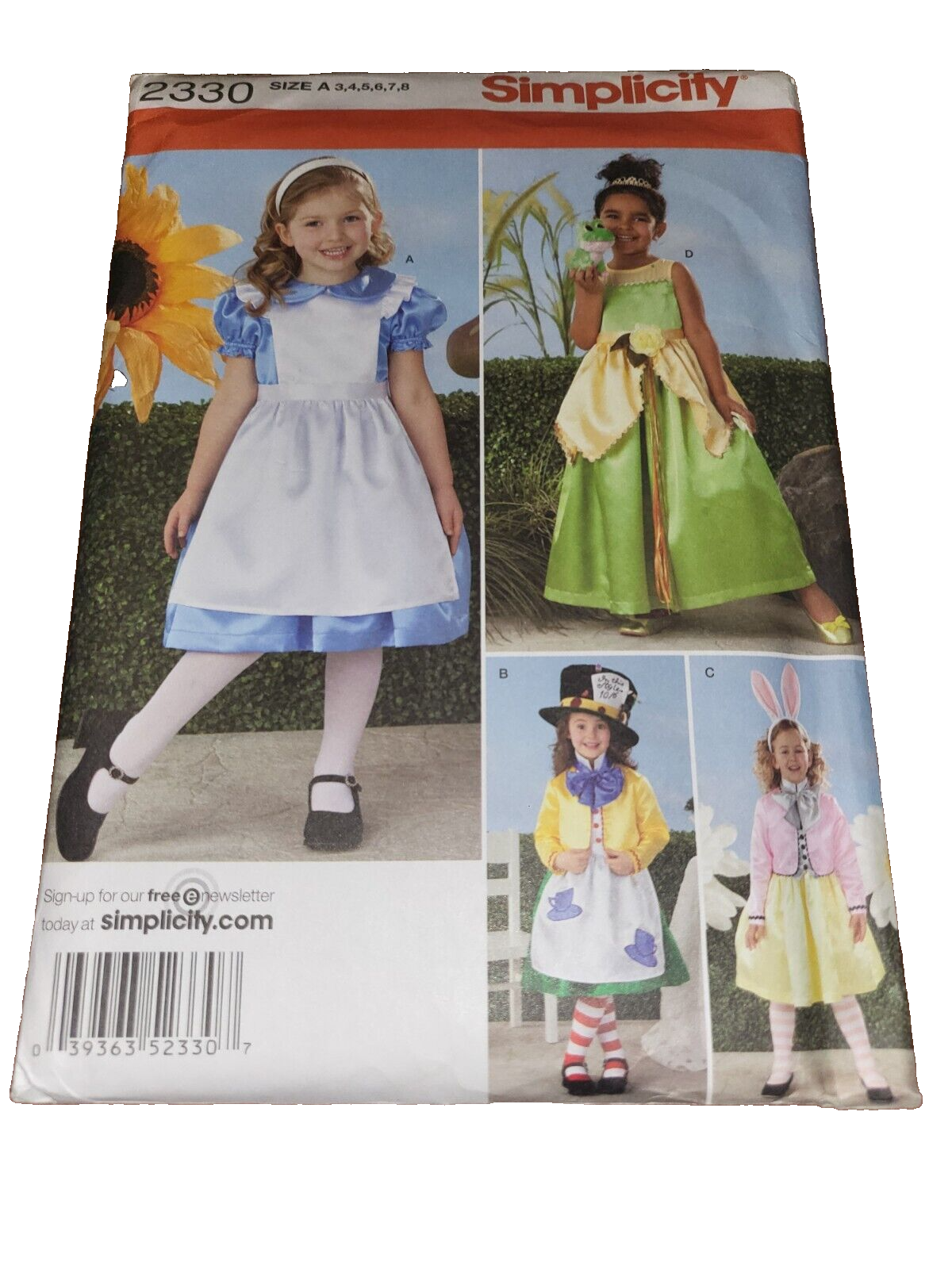 2010 simplicity Pattern 2330 Childs Alice in Wonderland Costumes Sz 3-8 ...