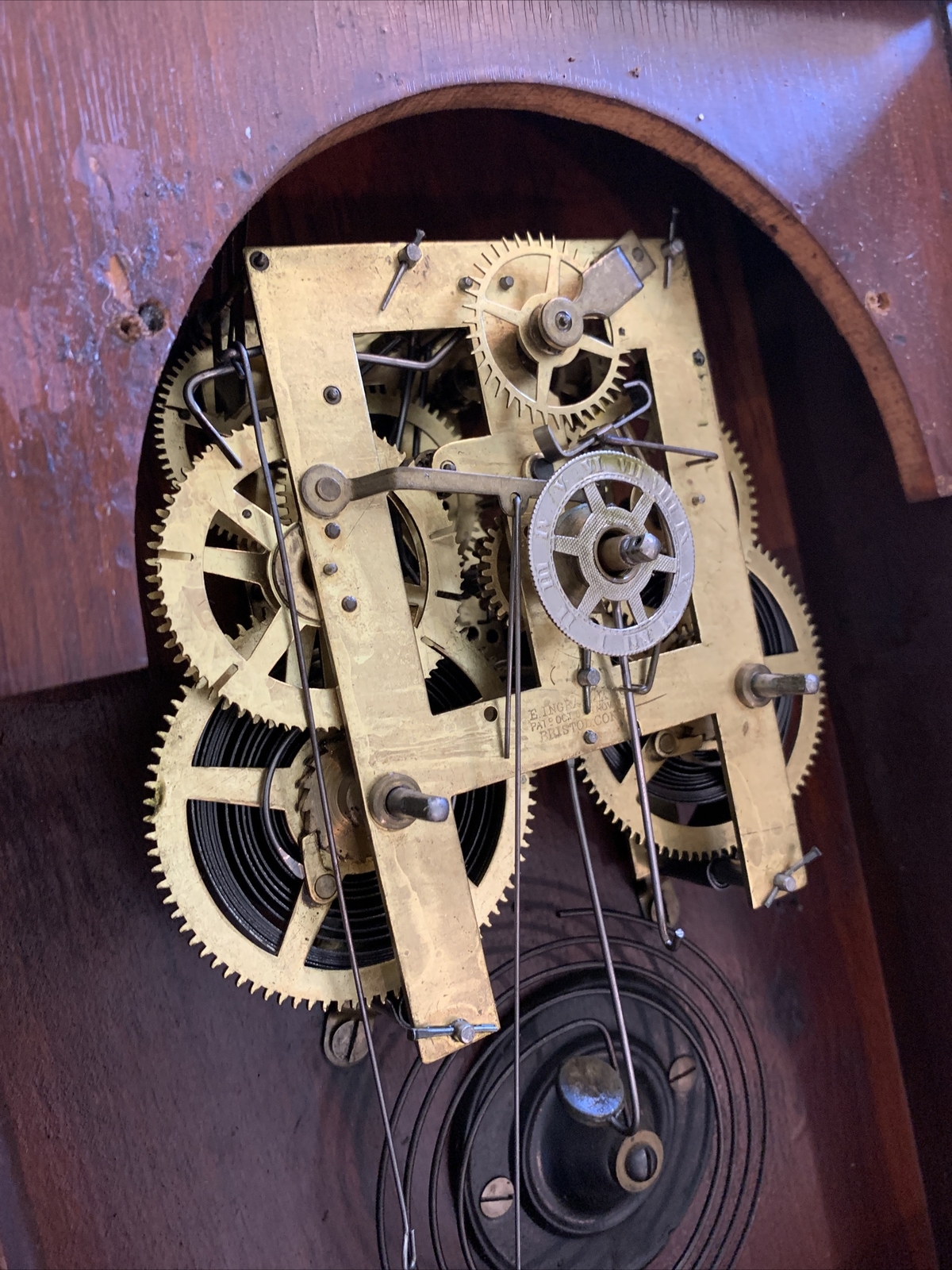 E Ingraham Antique GORGEOUS Working Wall Clock +Pendulum+Key RARE ...