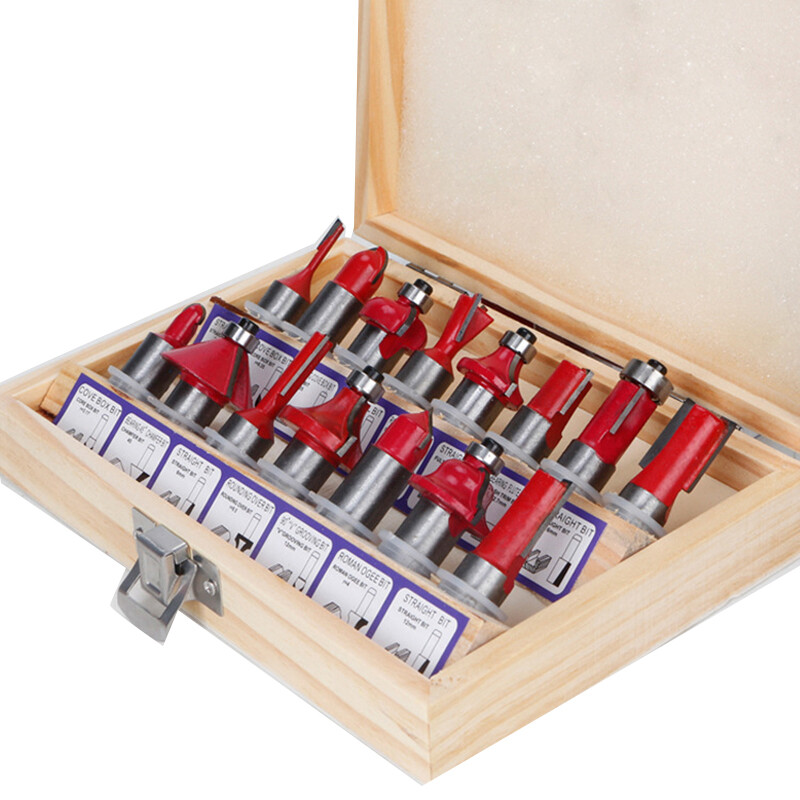 15X 1/2 1/4 inch Router Bits Set Woodworking Tool Cutter Shank Tungsten ...