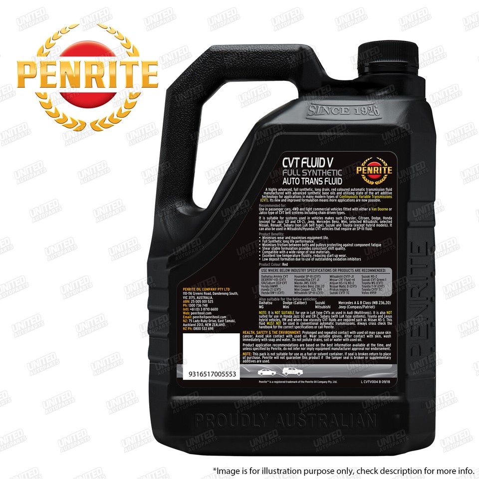 Penrite Full Synthetic CVT Fluid V Automatic Transmission Fluid 4 litre ...