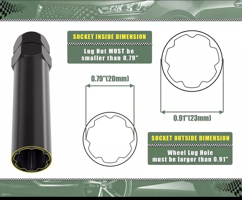 7 Spline Lug Nuts Key Tuner Large Socket Lugnuts Tool for Wrench with ...