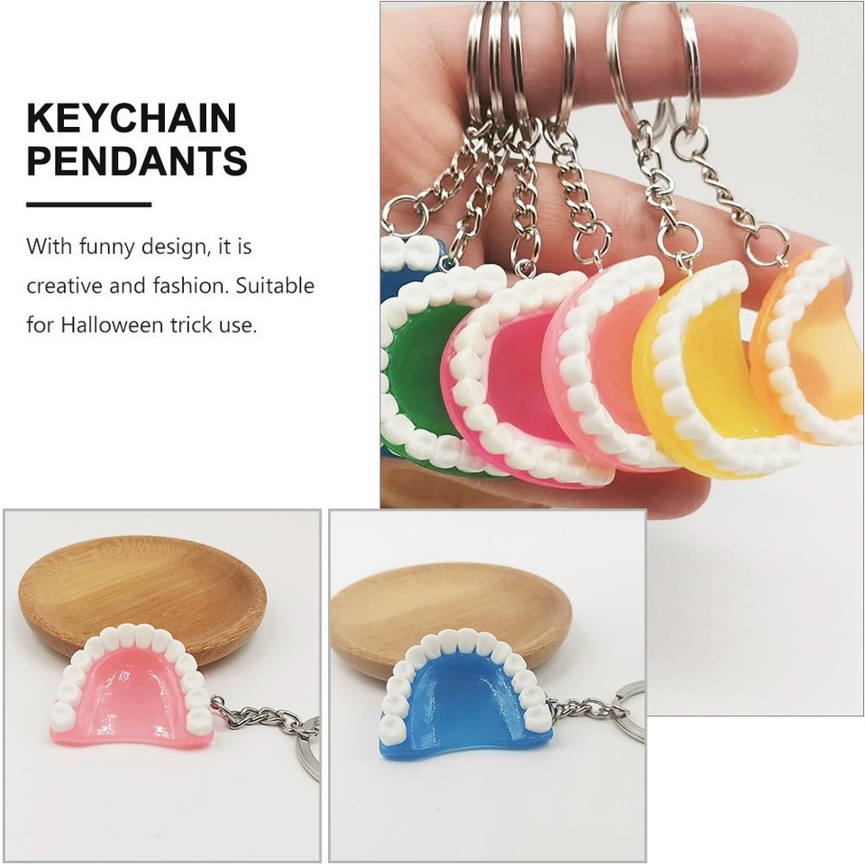 10 Pcs False Teeth Key Rings Cute Keychain Charms Funny Keychains ...