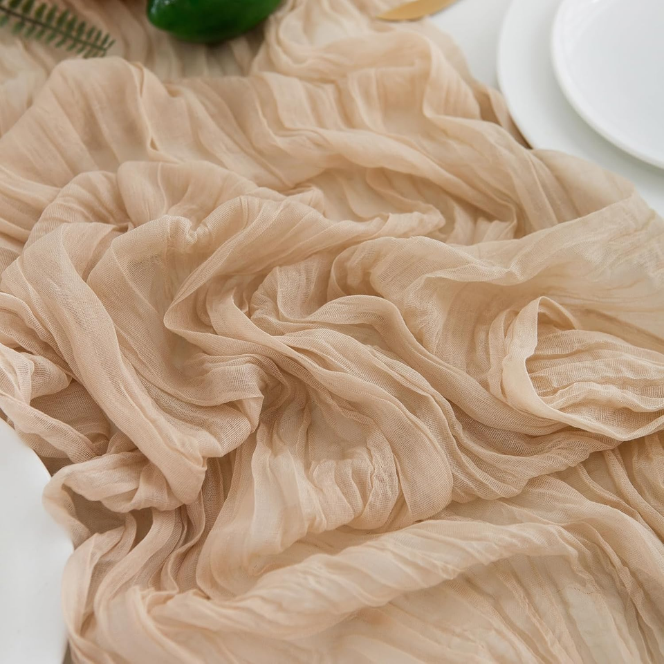 Table Runner Beige Nude Cheesecloth Gauze Boho Cheese Cloth Table ...