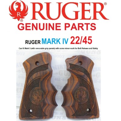 Factory RUGER 22/45 Mark 4 Finger Groove Cocobolo Wood Grips Hunter MK4 ...