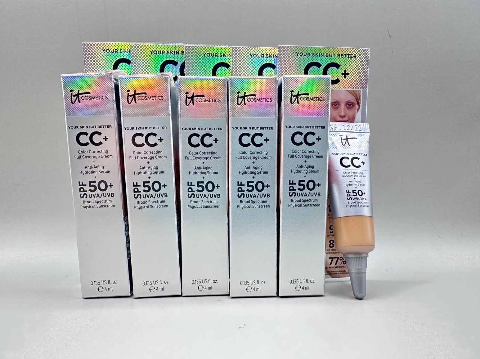 LOT OF 5 IT COSMETICS CC+ COLOR CORRECTING FULL COVERAGE CREAM SPF50 ...