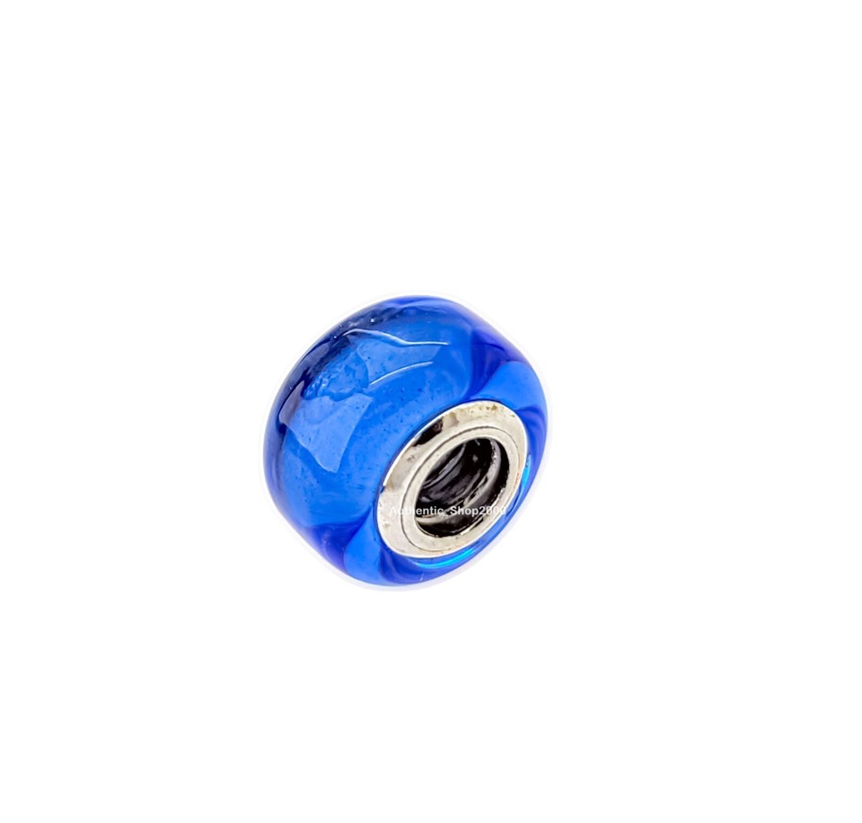 New 100% Authentic PANDORA 925 Ale Silver Blue Mini Murano Glass Charm ...