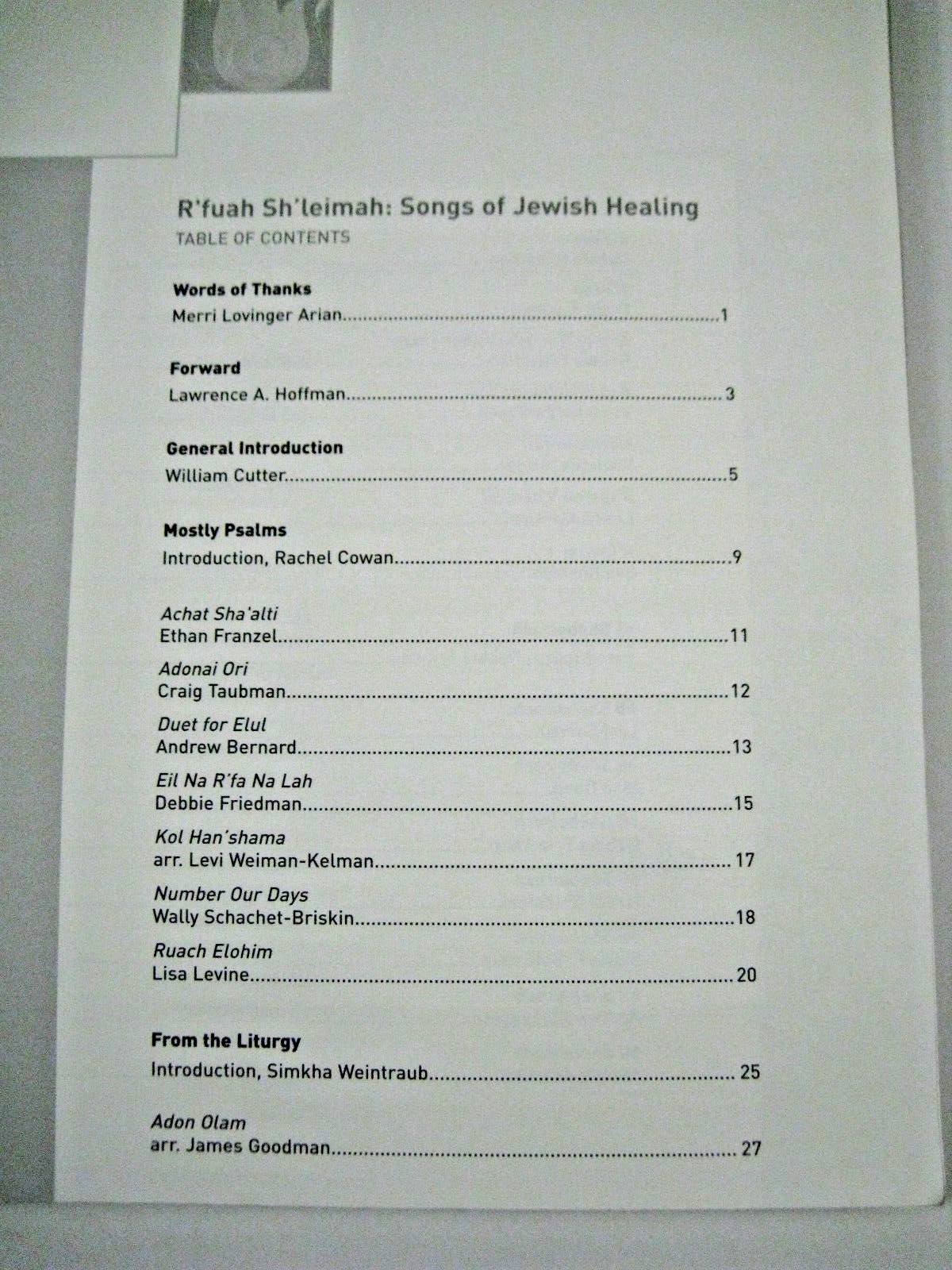 R'fuah Sh'leimah : Songs of Jewish Healing (2002, Paperback) Spiral ...