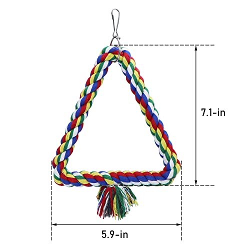 Bird Triangle Rope Swing Colorful Perch Chewing Toy for Parrots Budgie ...