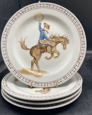 American Atelier Cowboy Rodeo 4 Salad Plates | eBay