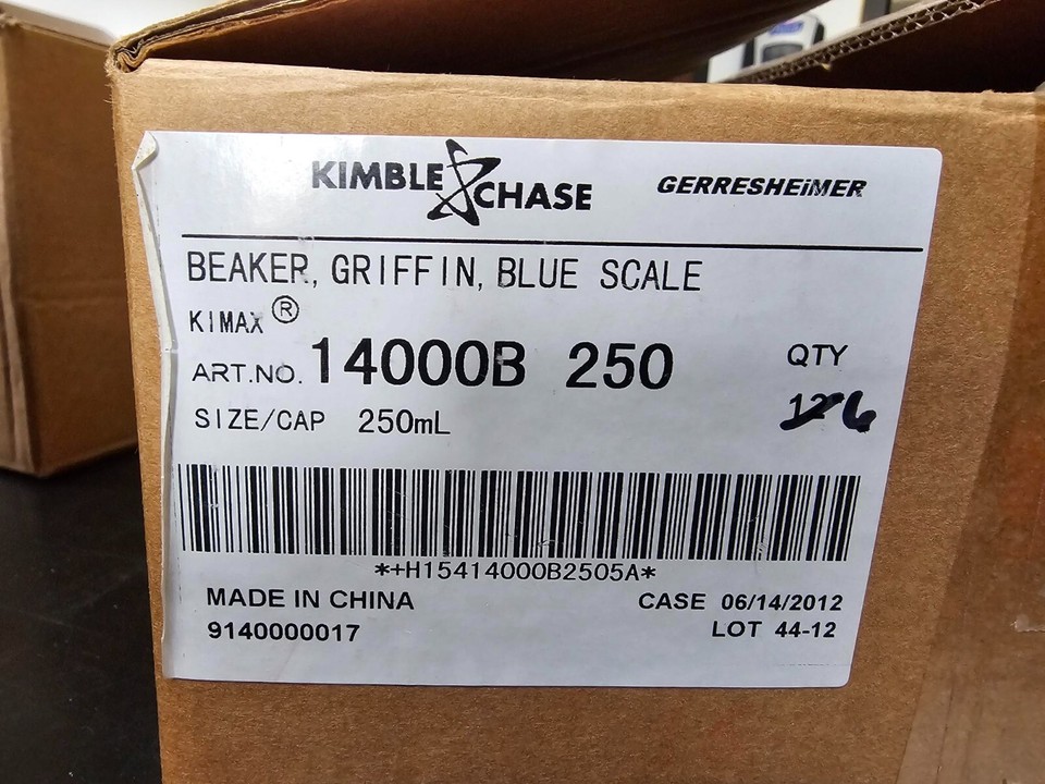 Kimble Chase 14000B-250 Colorware Low Form Griffin Beakers, Blue, 250 ...