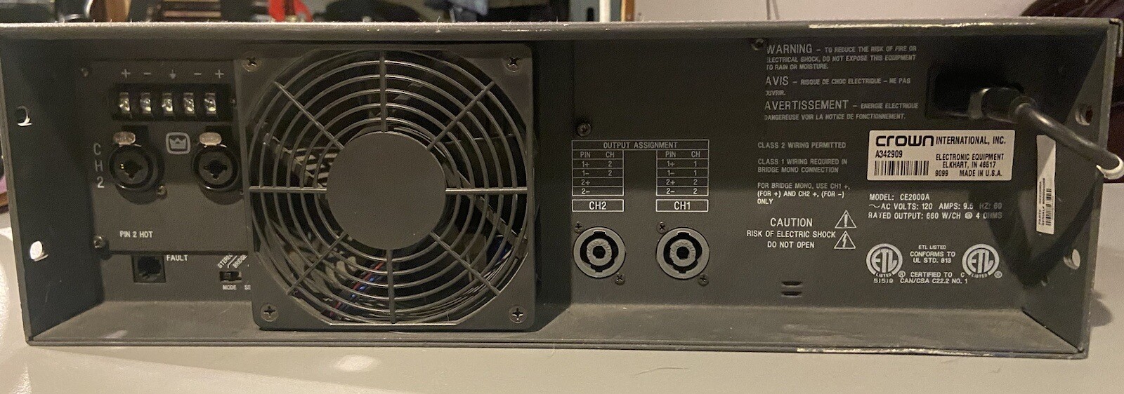 Crown CE 2000 CE2000 Professional Power Amplifier Black for sale online ...