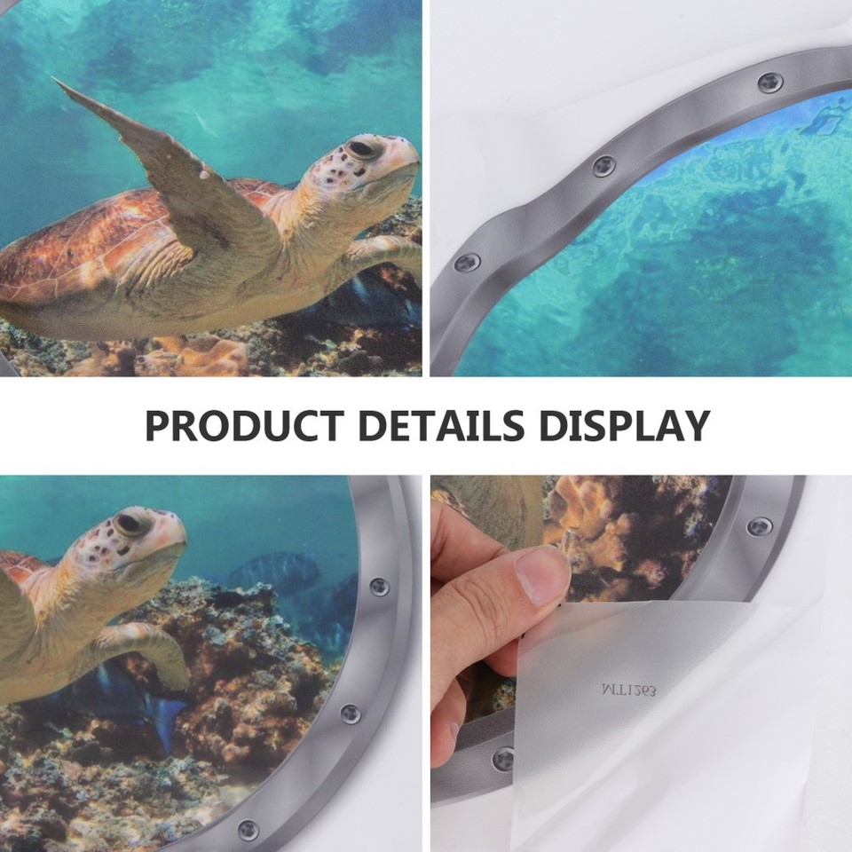 Porthole View Sticker Waterproof Decor Decal Ocean Animal Wall Stickers ...