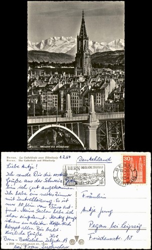Postcard Bern (Switzerland) Berne La Cathédrale avec Blümlisalp 1964 | eBay