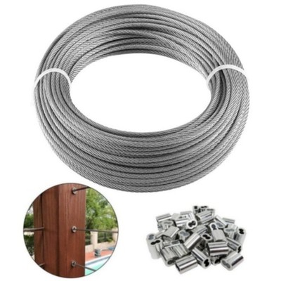1/8,7x7 100FT Stainless Steel Cable Wire Rope Aircraft Cable Railing ...
