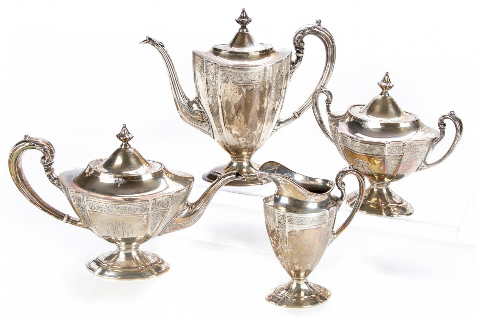 JS CO. STERLING SILVER 4 PIECE TEA SET - 57.61 OZT | eBay