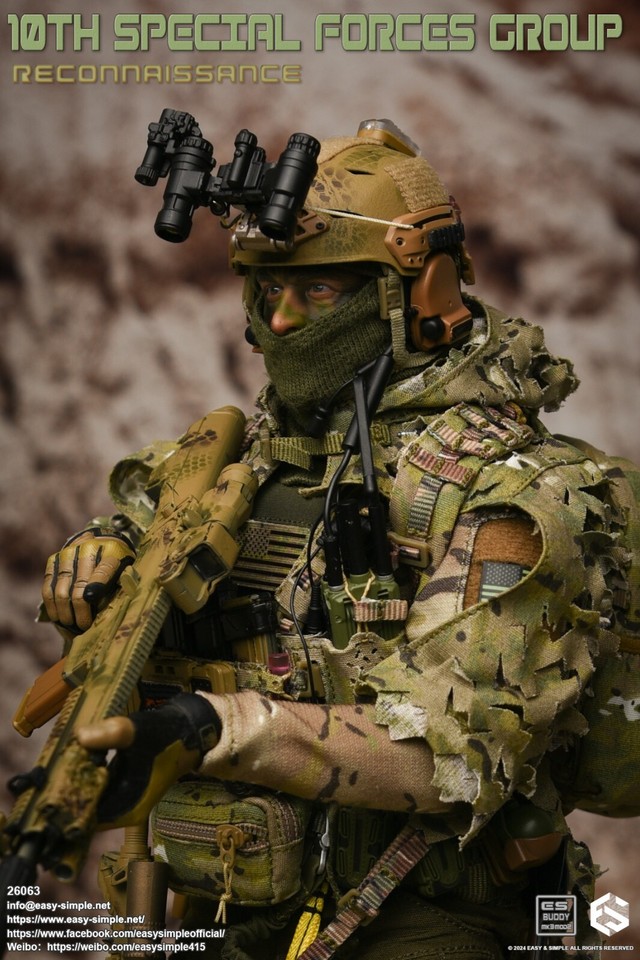 1:6 Easy & Simple 10th Special Forces Group Helmet w/ NVG for 12 ...
