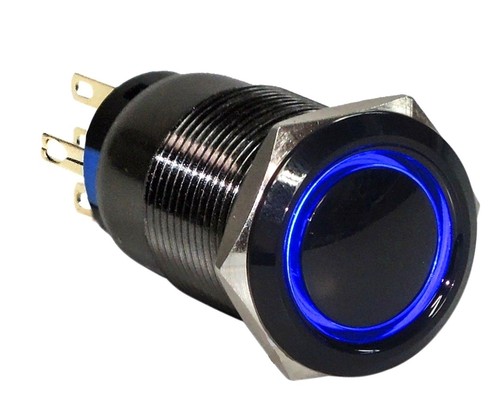 19mm Black Stainless Momentary Dome Push Button Blue LED Halo Switch | eBay
