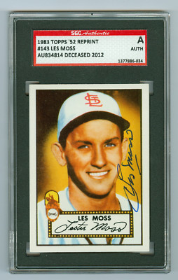 Les Moss Autograph 1952 Topps Reprint Card #143 SGC Authentic Encased ...