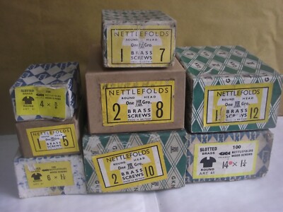 VINTAGE SLOTTED ROUND HEAD BRASS WOOD SCREWS - NETTLEFOLDS - ALL SIZES ...