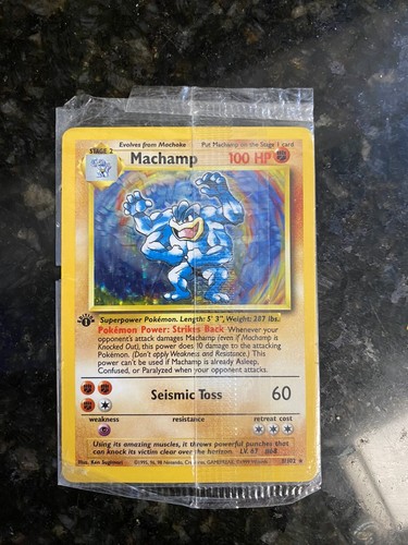 Pokémon Machamp Base Set 8/102 Holo 1st Edition Holo Rare. Still In ...