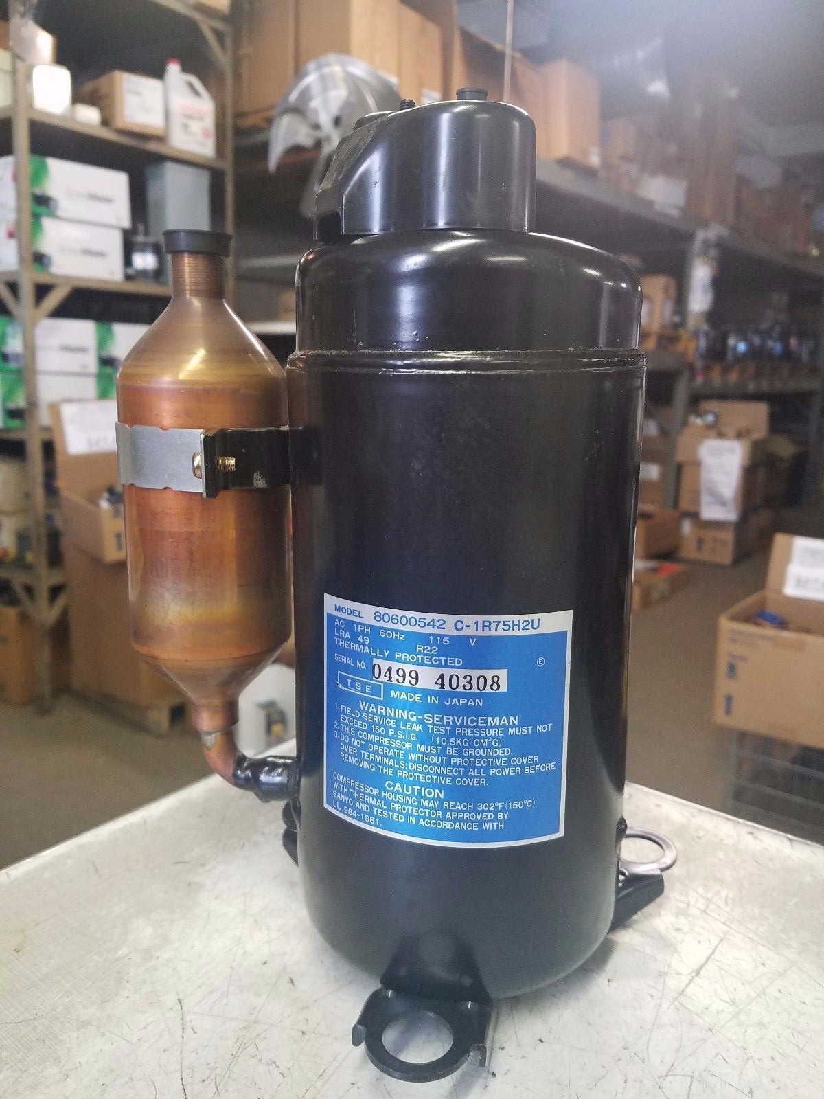 SANYO C-1R75H2U 115V 9,800 BTU 115/1/60 R-22 ROTARY A/C COMPRESSOR | eBay