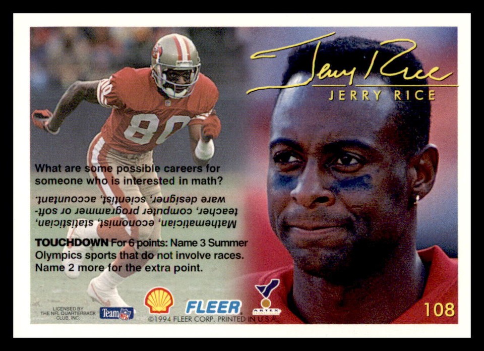 1994 Fleer Shell FACT #108 Jerry Rice San Francisco 49ers | eBay