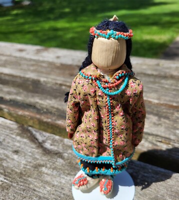 Vintage Handmade Native American Indian No Face Cornstalk Doll Beads ...