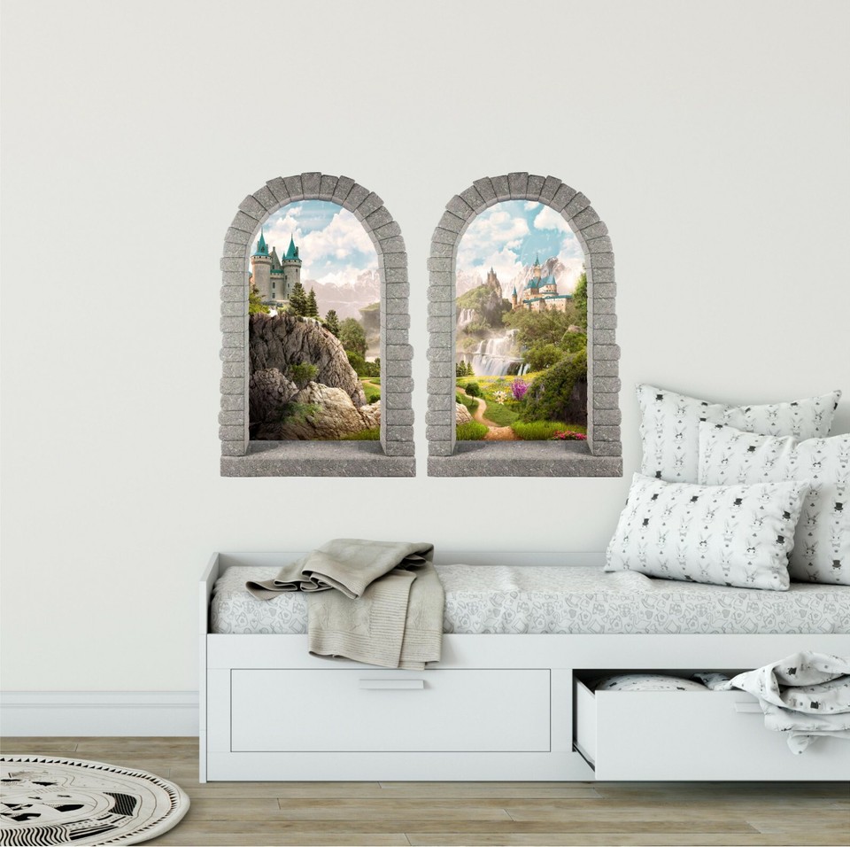 Path to Fairytale Castle 3D Window Wall Decal Removable Vinyl Stickers ...