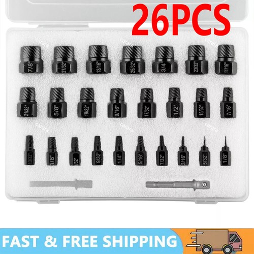 26PCS Heavy-Duty Damaged Screw Extractor Set Easy Out Broken Bolt ...