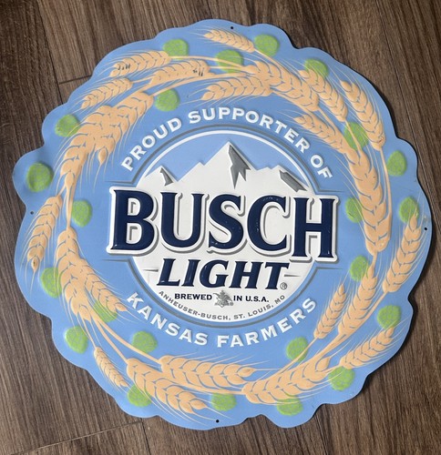 Rare Anheuser Busch Light Tin Metal Wheat Crop Kansas Farmers Sign 17.5 ...