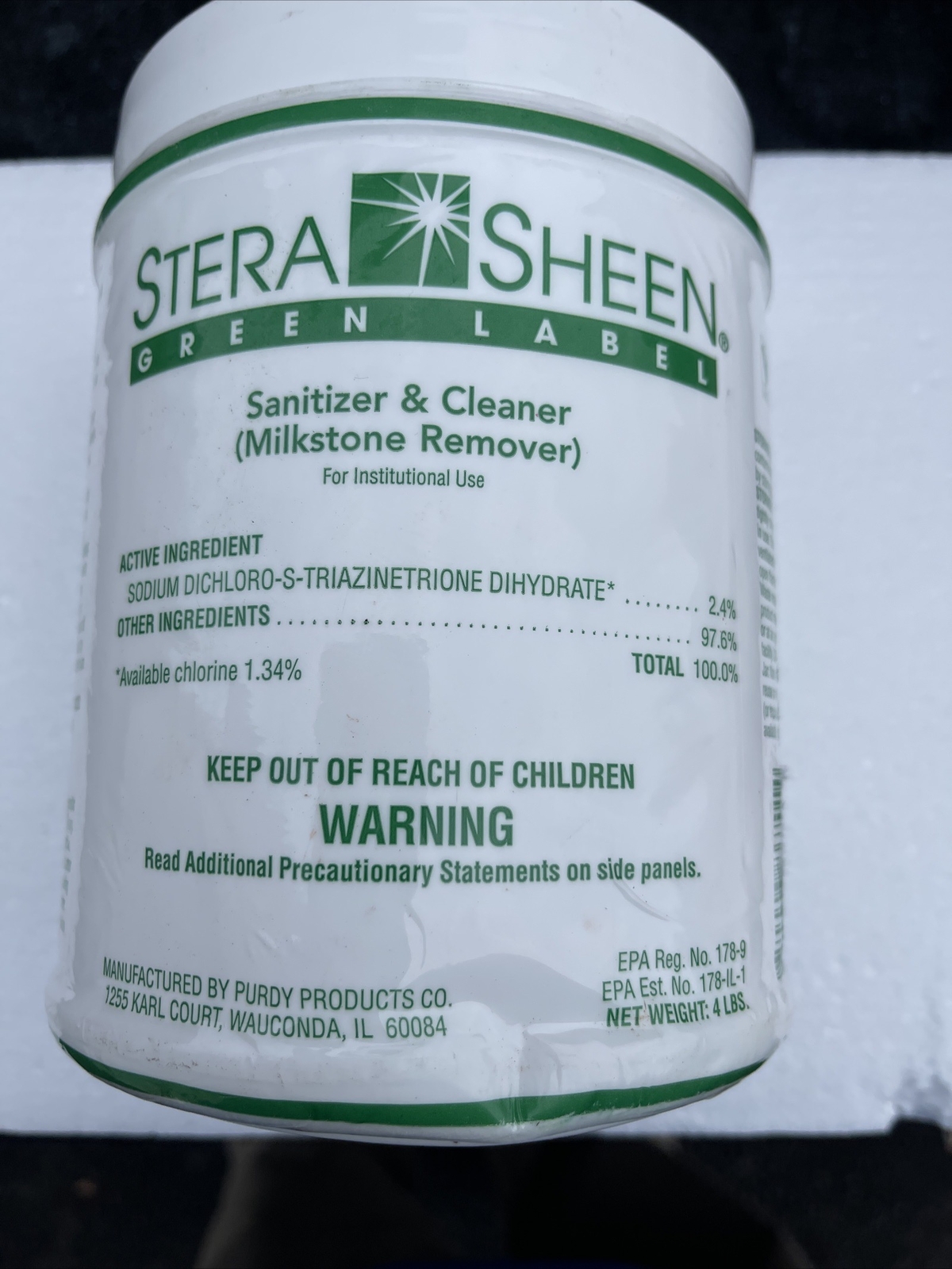 Purdy STERA SHEEN Green Label Sanitizer and Milkstone Remover 4 lbs | eBay