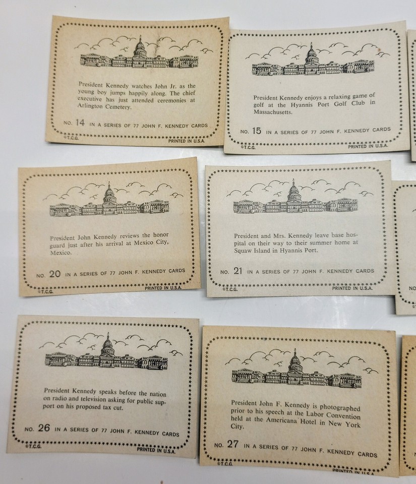 1964 JFK Vintage Topps John F Kennedy Jackie Trading Cards 72 of 77 US ...