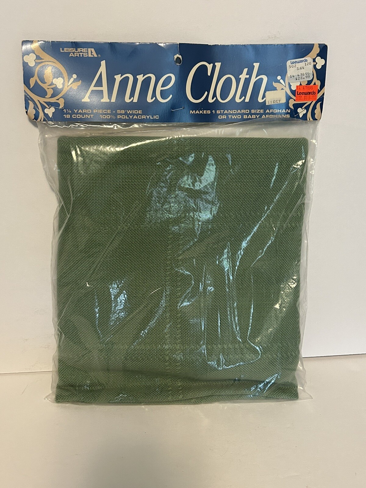 Anne Cloth Seafoam Green 1-1/4 Yards x 58” W 18-Count Afghan Fabric ...