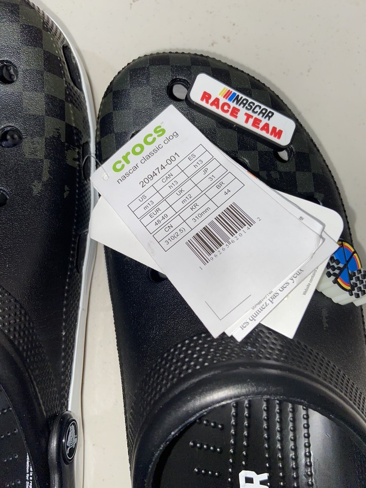 NASCAR Crocs Classic Clog Shoes Slip On Racing Jibbitz Men's Size 13 ...