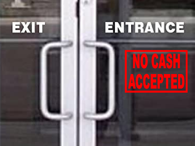 NO CASH ACCEPTED SIGN WINDOW DECAL STICKER BUSINESS WALL ART CASHLESS ...