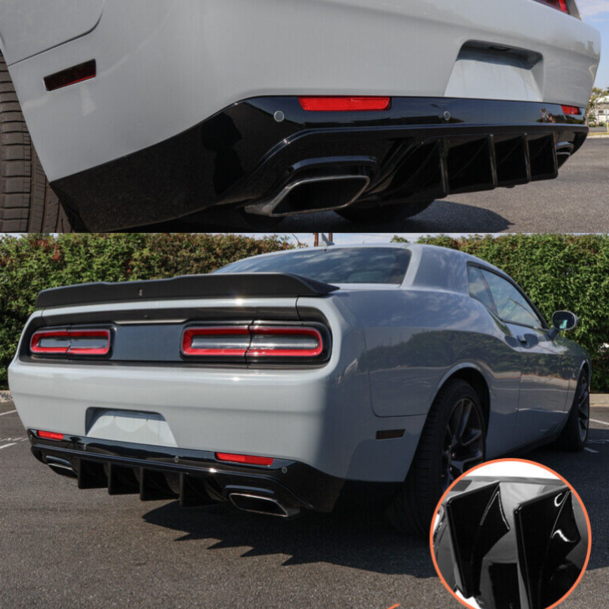 For Dodge Challenger SRT Hellcat 2015-2022 Rear Diffuser Bumper Lip ...